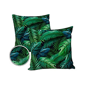 Outdoor Waterproof Pillow Covers for Patio Furniture Tropical Plants Decorative Throw Pillow Cover Monstera Leaf Pillowcases Set of 2 Cushion Case for Sofa Couch Chair Home Decor 18 x 18 in