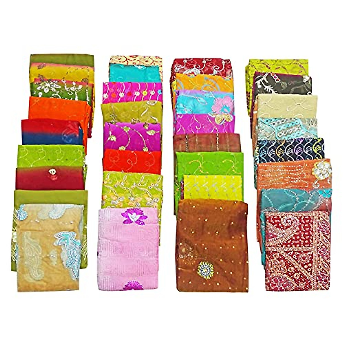 Peegli Pack of 50 Assorted Wholesale Textile Indian Dupatta Women Scarves Handmade Mixed Fabric Lot