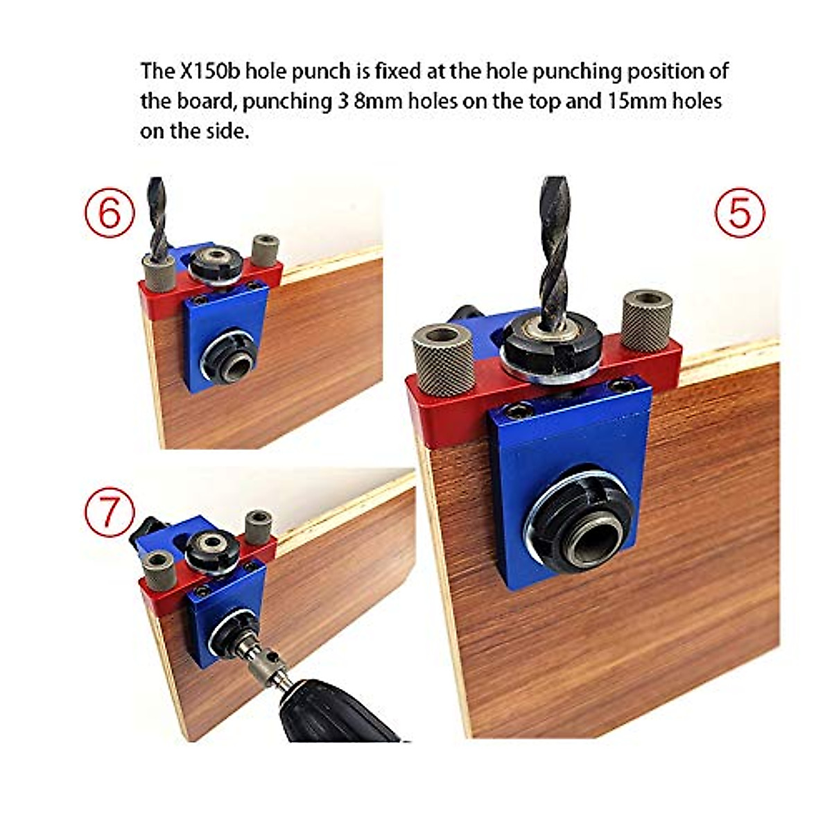 MISNODE 3 in 1 Woodworking Hole Positioner Aluminum Alloy Drilling Locator Drill Guide Hole Puncher Set Hole Punch Locator Kit Drilling Jig Tool Accessories for Woodworking