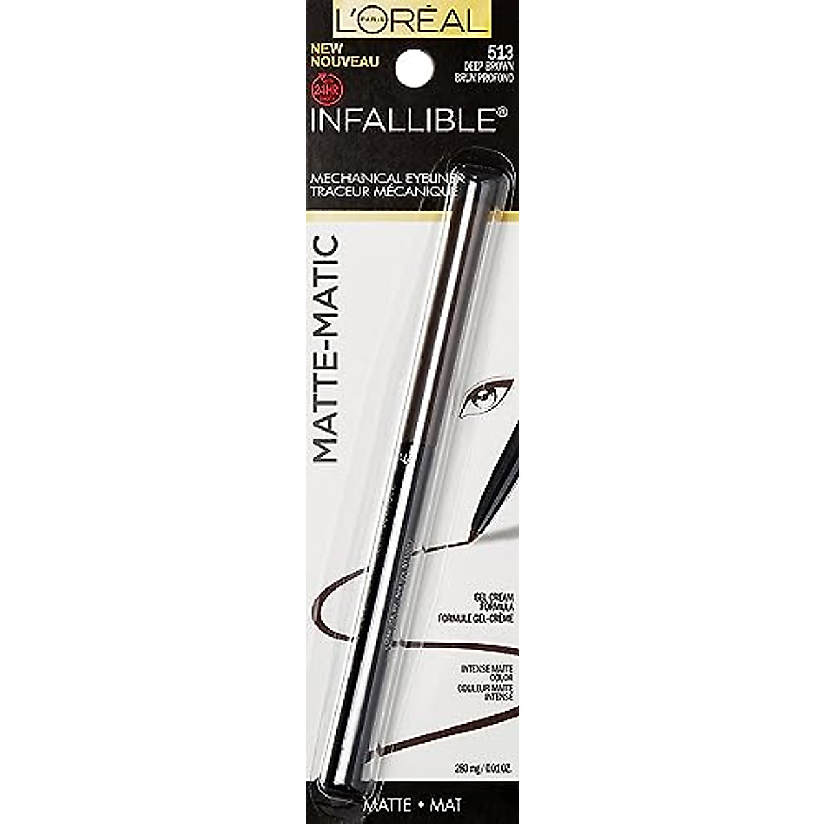 L’Oréal Paris Infallible Matte-Matic Mechanical Eyeliner, Deep Brown, 0.01 oz.
