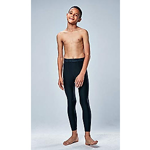 DEVOPS 2 Pack Youth & Boys Thermal Compression Baselayer Sport Tights Fleece Lined Pants (Small, (Non-Fly) Black/Black)