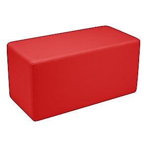Sprogs 18" H Structured Rectangle Stool -Flexible Modular Collaborative Soft Seating for Office, Home, Lounge and School Classrooms with Durable Frame -Red