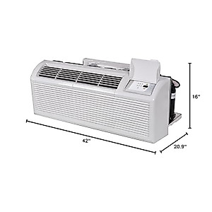 Klimaire PTAC 12,000 BTU Air Conditioner Heat Pump R-32 with Remote Control & 3.5 kW Electric Heater -230V