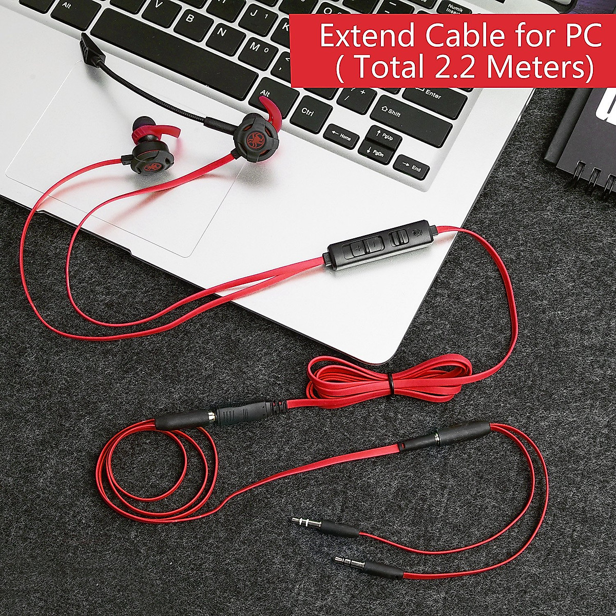 BlueFire Wired Gaming Earphone 3.5 MM E-Sport Earphone Noise Cancelling Stereo Bass Gaming Headphone with Adjustable Mic for PS4, Xbox One, Laptop, Cellphone, PC (Red)