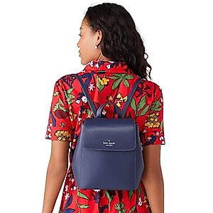 Kate Spade New York Women's Madison Saffiano Leather Flap Backpack, Parisian Navy