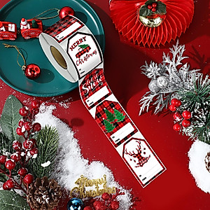 480 Pcs Christmas Gift Tag Stickers Self Adhesive Christmas Name Labels Buffalo Plaid Present Stickers Labels Xmas to and from Tag for Holiday Present Box Gift Wrapping Supplies(Classic Pattern)