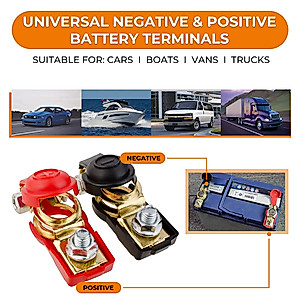 Car Battery Terminal Connectors, Heavy-Duty 12V Battery Terminals for Cars, Trucks & SUVs, Quick Release Battery Cable Clamps, Positive & Negative Battery Connectors
