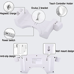 Megadream Charging Dock for Oculus Quest 2, Fast Charging Dock for Oculus Quest 2 VR Headset, Desk Mounted & Wall Mounted, Led Display, with 2 Holder for Touch Controller