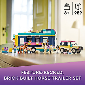 LEGO Friends Horse Show Trailer 41722, Horse Toy for 8 Plus Year Old Girls and Boys with 2 Horses, SUV Car and Riding Accessories, Animal Playset, Gift idea