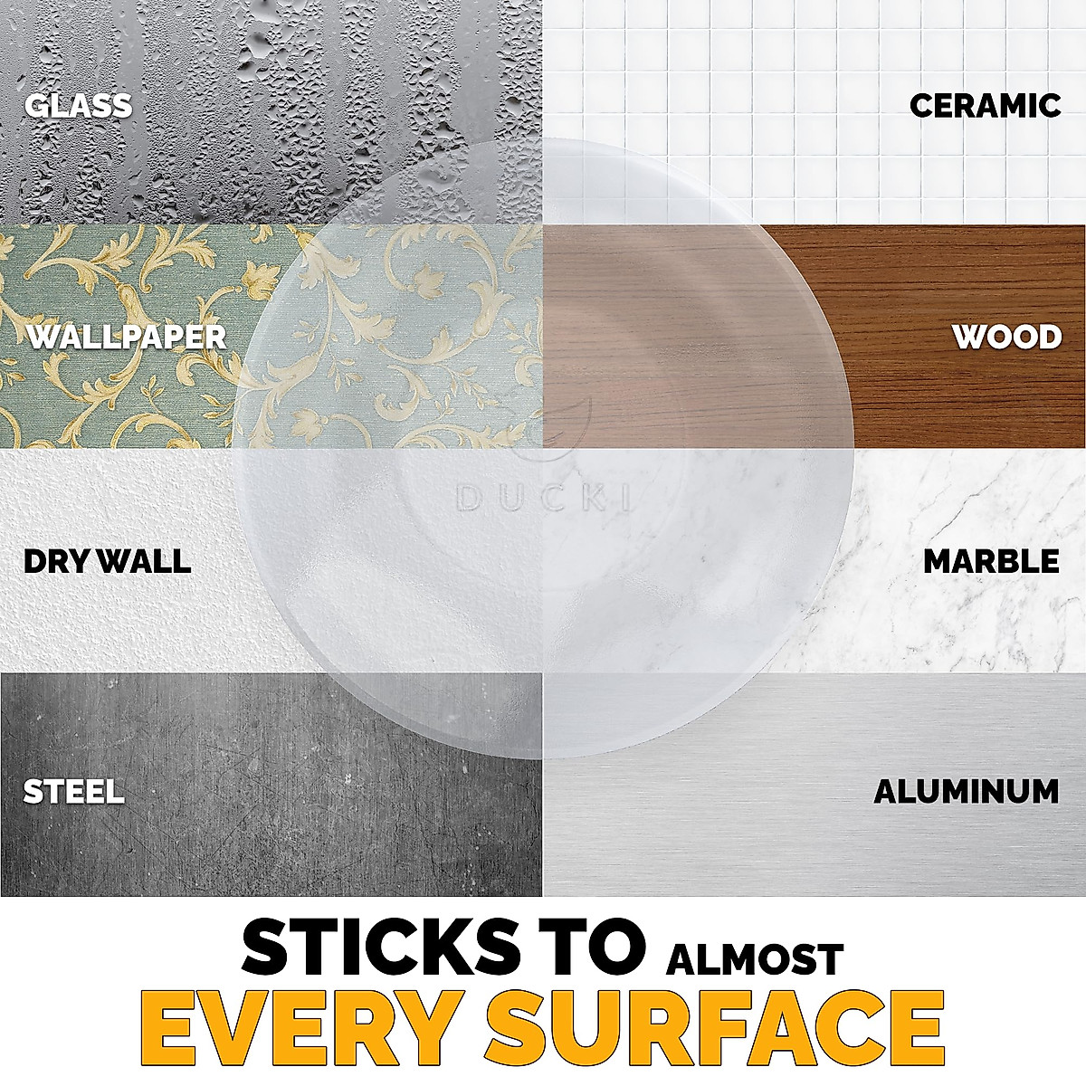 Ducki Door Stopper Wall Protector - Self Adhesive, Quiet, Reusable Shock Absorbent Gel - The Home or Office - Elegant Door Handle Silencer and Wall Protection Solution- (4pk)(Clear)