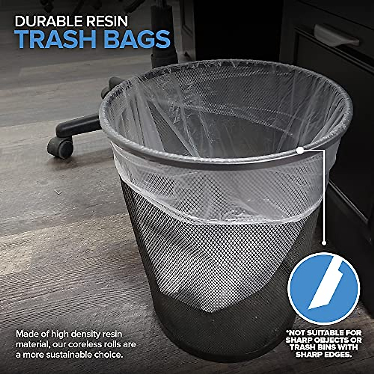 Stock Your Home Clear 4 Gallon Trash Bag (200 Pack) Un-Scented Small Garbage Bags for Bathroom Can, Mini Waste Basket Liner, Plastic Liners for Office Trashcan and Dog Poop, Bulk Household Supplies