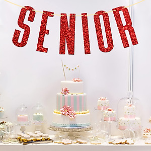 Red Glitter Senior Banner/Congrats Grad/High School College Graduation/Master Graduation Party Decorations