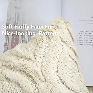 decorUhome Decorative Throw Pillow Covers 18x18, Soft Plush Faux Wool Couch Pillow Covers Set of 2, Beige