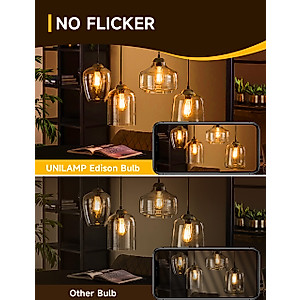 UNILAMP Dimmable LED Edison Bulb, ST64 E26 Base Lighting Vintage LED Bulbs, 6W Vintage LED Light Bulb(60W Equivalent), 600lm, 2200K Amber Warm, High Brightness Amber Glass (2 Packs)