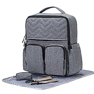 SoHo NY Diaper Backpack Bag 4Pc Chevron, Gray