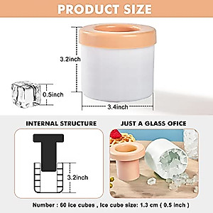 Silicone Ice Cube Maker Cup, Cylinder Trays Lattice Ice Cube Mold, Made of Food Grade Silicone and ABS Material, Holds to 60 Ice Cubes, Press-Type Easy-Release Ice Maker Tray, Safe (Yellow and White)