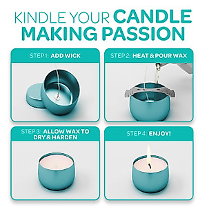 Hearts & Crafts Containers with Lids for Candles - 24-Pack of Teal Candle Tins 8 oz for Candle Making, Storage, and Organizing Small Essentials - Empty Jars for DIY Crafts and Gifts