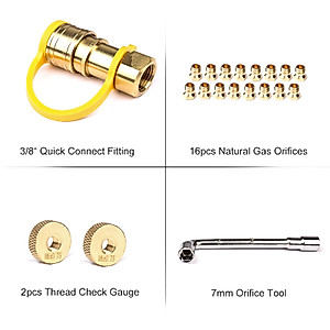 Uniflasy 5249 Propane to Natural Gas Conversion Kit Fits Blackstone 28", 36" Griddles Tailgater Rangetop Combo & Single Burner Rec Stove, 3/8" Natural Hose 10Feet with Quick Connect Fitting