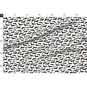 Spoonflower Fabric - Black Dachshunds Dog Dachshund German Pet Puppy Wiener Retro Printed on Minky Fabric by The Yard - Sewing Baby Blankets Quilt Backing Plush