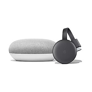 Google Nest Mini 2nd Generation Chalk (Bluetooth Speaker) Chromecast 3rd Gen - Value Bundle