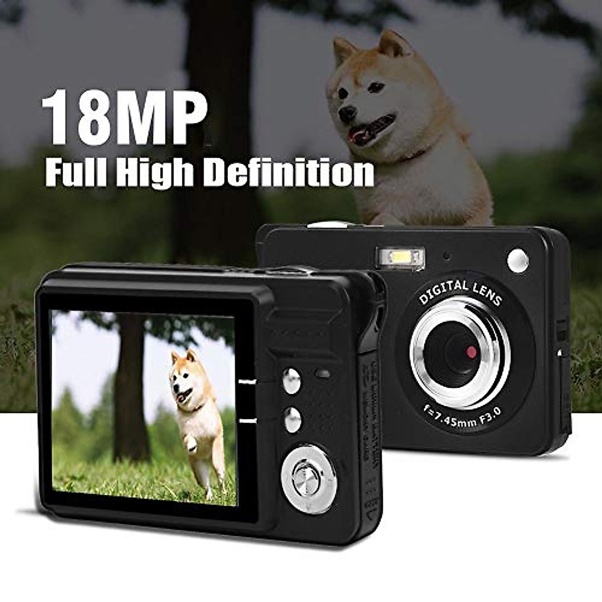 Digital Camera 8X Zoom Card Digital Camera 18 Mp 2.7in LCD Display Maximum Support 32gb Memory Card Built-in Microphone Selfie Camera for Boys and Girls(Black)