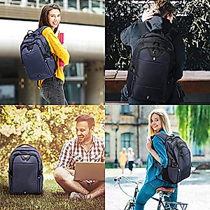 INSAVANT Laptop Backpack 17 Inch Water Resistant Backpacks Durable College Travel Daypack Anti Theft with USB Charging Port Best Gift for Men Women(17 Inch, Dark Blue)