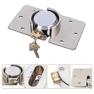 BJTDLLX 2pcs Van Door Lock & Hasp Set, Hidden Shackle Garage Shed Door Master Lock Security Padlock, Heavy Duty Steel Trailer Door Lock Cargo Van Lock Hasp Padlock Kit 73mm with 2Locks and 4Keys