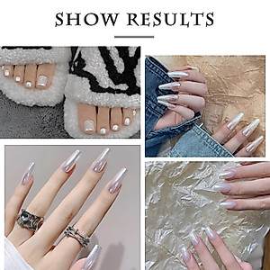 White Pearl Chrome Nail Powder,Mirror Effect Aurora Magic Pearlescent Nail Jewelry Glitter Powder Holographic Pigment, Symphony Mermaid Pearl Neon Ice Aurora Dust Nail Powder,DIY Nail Art Decorations