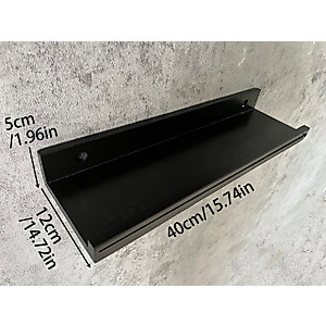 Picture Ledge Shelf,Long Floating Shelves Kids Bookshelf Wall Mounted 16 Inch, Large Pine Wood Wall Shelves for Storage, Rustic Hanging Shelves for Living Room,Bedroom Decor Books Photo Frames Black