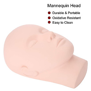 Lash Mannequin Head,Silicone Mannequin Head,Pro Training Mannequin Flat Head Practice,for Make Up and Lash Extention,Cosmetology Mannequin Doll Face Head (Skin colour -A)