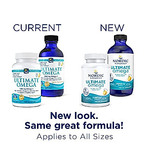 Nordic Naturals Ultimate Omega Liquid, Lemon Flavor - 8 oz - 2840 mg Omega-3 - High-Potency Omega-3 Fish Oil Supplement with EPA & DHA - Promotes Brain & Heart Health - Non-GMO - 48 Servings