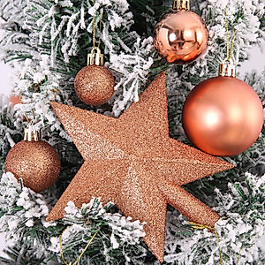 Ultra-Luxury 101 Piece Christmas Balls Ornaments Set with Xmas Tree Topper, Roomtip Shatterproof Baubles - Designed in Italia - Mini Holiday Balls for Christmas Decorations, Orange