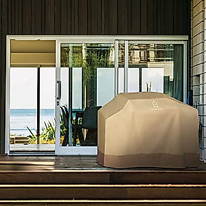 Den Haven Large 71 Inch Barbeque Grill Cover - Outdoor Charbroil, Gas & Coal Grill Cover for Nexgrill, Webber, Broil King, Huntington and Other Popular Brands - Tan/Brown