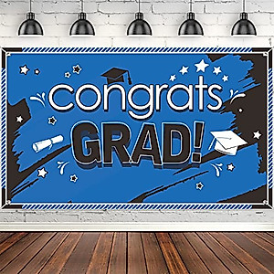 Graduation Banner 2022 Congrats Grad Banner for Graduation Party Supplies 2022, Large 70.87 x 43.31 Inch Graduation Decorations Fabric Graduation Backdrop(Blue)
