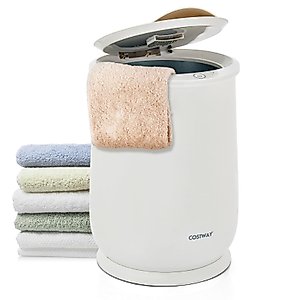 COSTWAY Bucket Style Towel Warmer, Large Towel Warmer with Flip-top Lid, Auto Shut Off, Ideal for 2 Oversized 45” x 70” Towels, Bathrobes, Portable Towel Warmer for Bathroom, Pool, Spa
