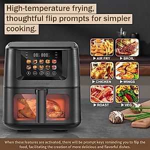 SEEDEEM Max XL Air Fryer, 8 Quart, 10-in-1 Hot Air Fryer Oven with Color LCD Display Touchscreen, Air Fryer Toaster Oven Combo with ClearCook Cooking Window,Broil, Roast, Dehydrate, Bake, Black