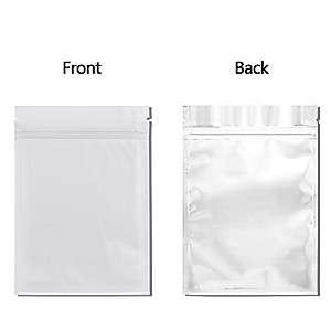 100 Pack Smell Proof Bags 3 x 4 Inch Resealable Mylar Bags Foil Pouch Flat Bag with Clear Window White