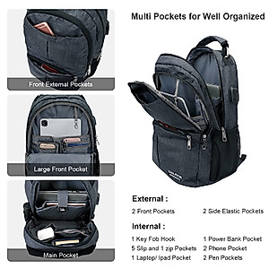 BOLANG Laptop Backpack for Men Women With USB Charging Port Business Work Travel Backpack Water Resistant College School Bookbag Fits 17 Inch Computer (8459 Purple )