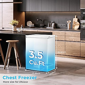 Electactic Chest Freezer 3.5 Cubic Feet Compact Freezer with 2 Removable Baskets, Free Standing Top open Door Deep Freezer, Adjustable Temperature for Home Dorm, Bar, Basement, Kitchen (White)