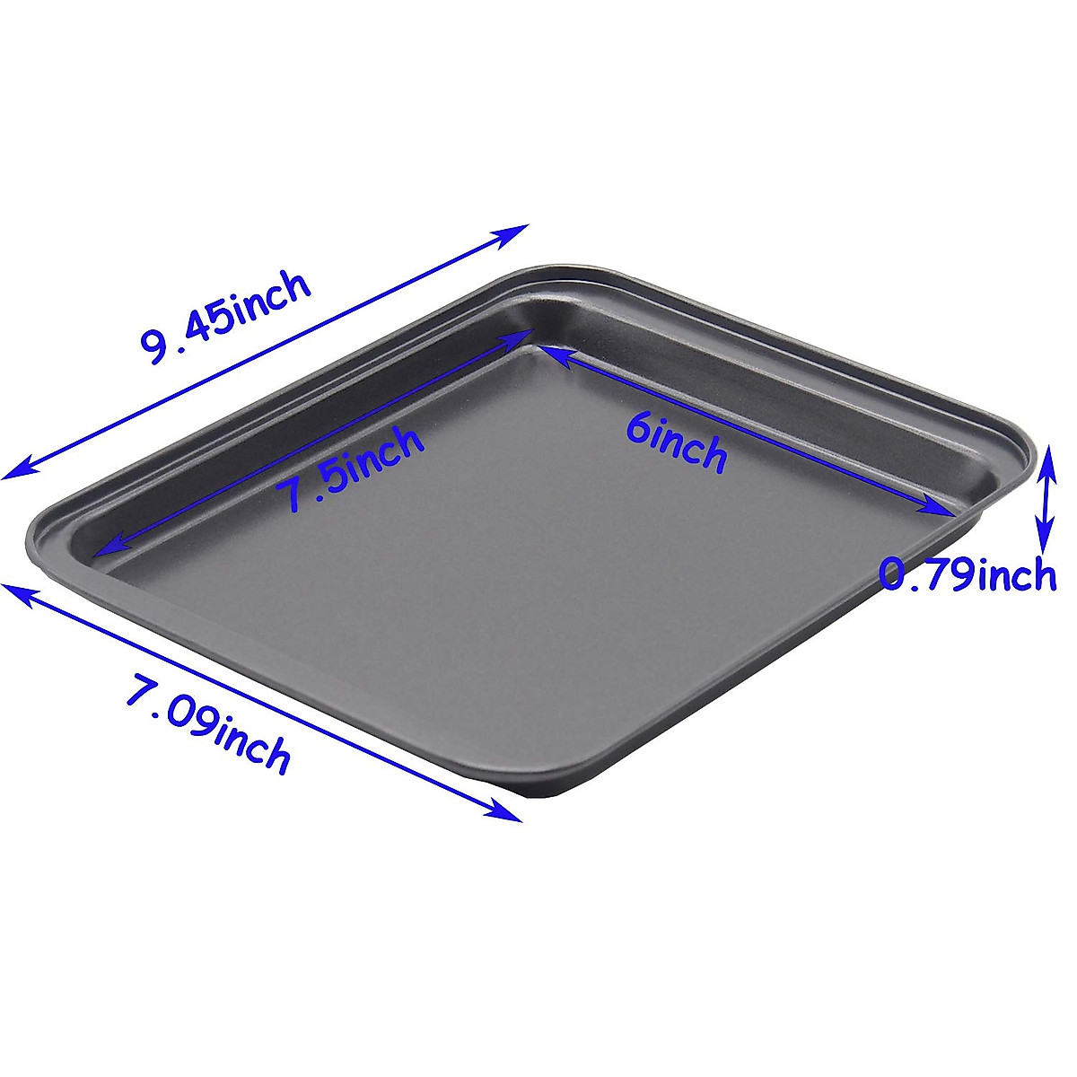 HYTK 2 Small Baking Sheets 9.45 X 7.09 Inch (Inner 7.5x6) Mini Cookie Tray Toaster Conventional Oven Pan Nonstick No Warp Magnetic Bakeware for 1 or 2 Person