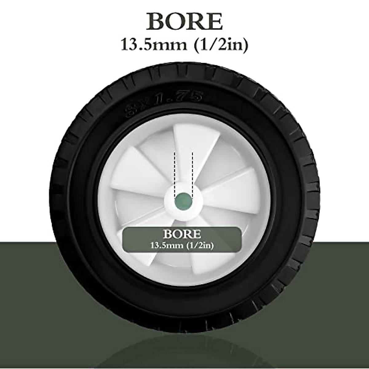 [2 Pack] 8 Inch Wheels Replacement for Oregon 72-108, Radio Flyer Wagon Lawn Mower Grill Wheels Replacement with Diamond Tread & Solid Filled Tire, 8 x 175 Wheels Replacement for Craftsman AYP MTD