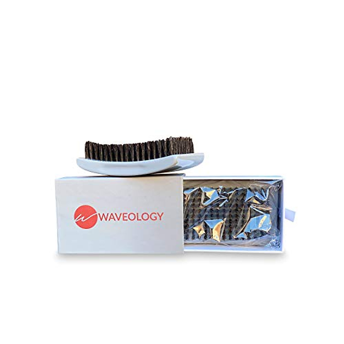 360 Waves Brush- Gray Rectangular Curved - (Medium Bristles) - Waveology Grooming Co.