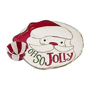 Mud Pie Farmhouse Christmas Integral Chip Dip, White/Red, 15.25" x 13"