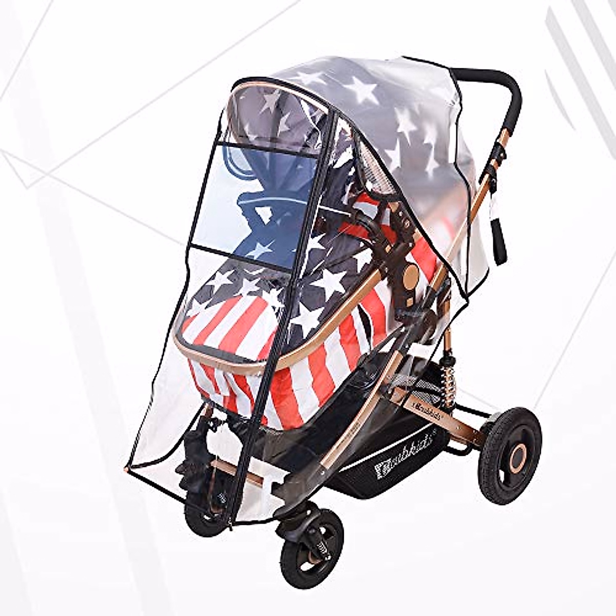 Siravic Stroller Cover, Clear EVA Stroller Rain Cover Universal Baby Travel Weather Shield Protects from Snow, Wind, Dust and Sun (Square Door, Medium)