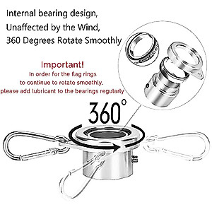 Bubblythe 2 Pack Flag Poles for House, 6 FT Flag Pole Kit with 2 No-Tangle Aluminum Ring Clips and Holder Mounting Bracket, Heavy Duty Stainless Steel Flag Poles for Outside House, Boat Flagpole, 6ft