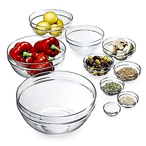 Luminarc Stackable Bowl 10-Piece Set, Glass, 1, Clear