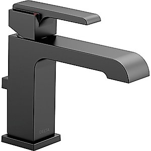 Delta Faucet Ara Matte Black Bathroom Faucet, Single Hole Bathroom Faucet, Single Handle Bathroom Faucet, Metal Drain Assembly, Matte Black 567LF-BLMPU