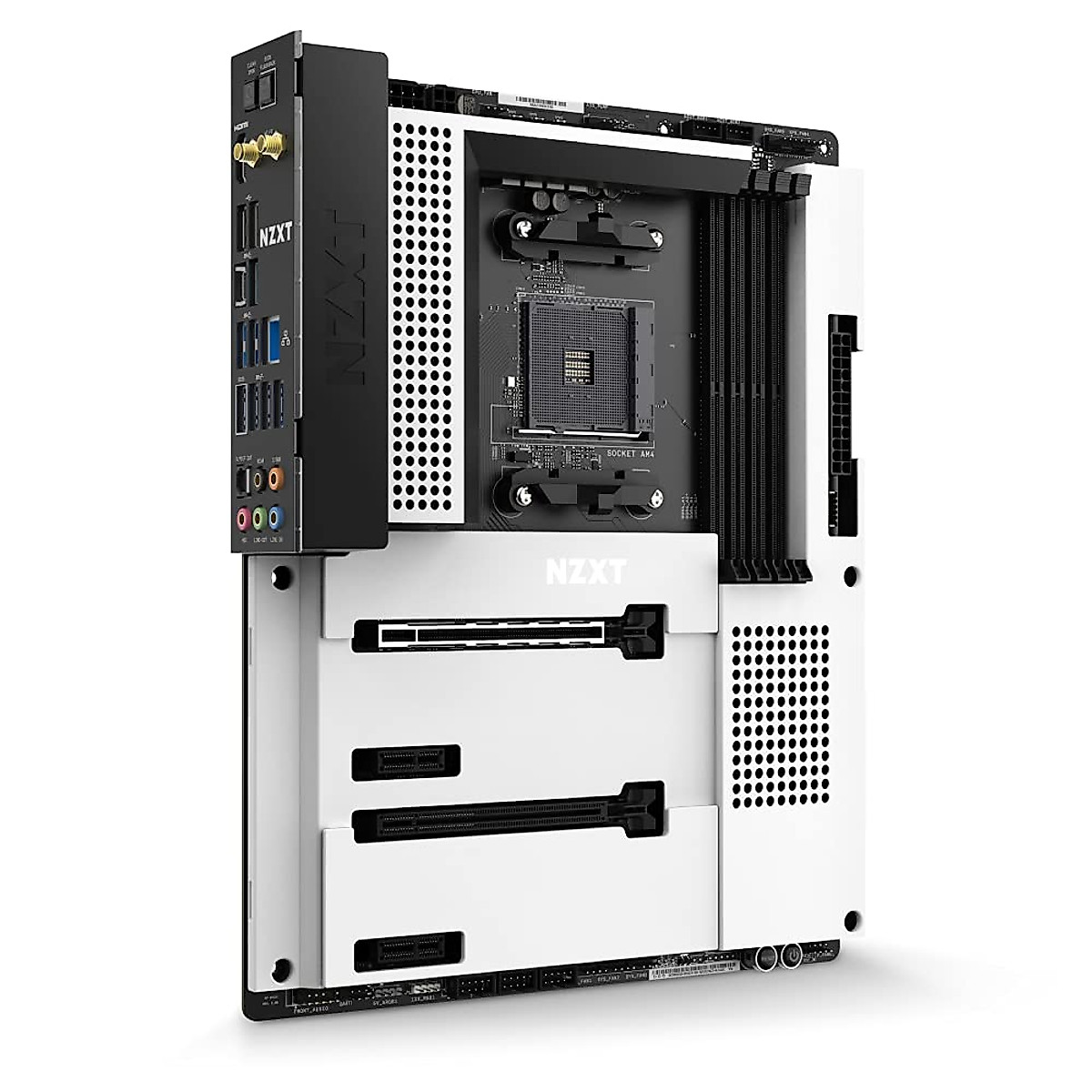 NZXT N7 B550 - N7-B55XT-W1 - AMD B550 chipset (Supports AMD Socket AM4 Ryzen CPUs) - ATX Gaming Motherboard - Integrated Rear I/O Shield - Wifi 6 connectivity - White