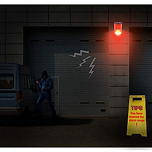 SZYOUMY Solar Powered Sound Alarm Strobe Light Flashing 6LED Motion Detector Security Alarm System 129dB Loud Siren for Home Villa Farm Hacienda Outdoor Yard Day and Night Mode(IP65 Waterproof)