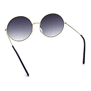 Classic Oversize Joplin Style Hippie Round Circle Lens Sunglasses Gold Smoke